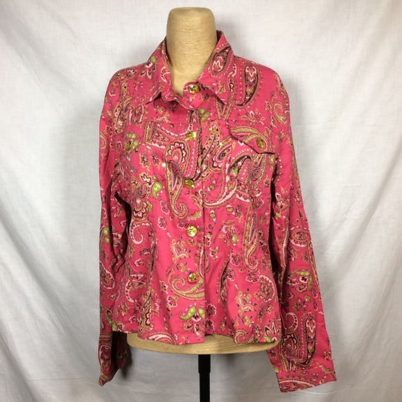 New Identity | Jackets & Coats | New Identity Womens Pinkgreen Paisley ...
